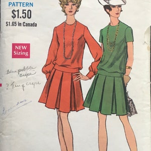 1960s Size 14, UNCUT Vogue 7660, DRESS Pattern Blouson Top, Pleated ...