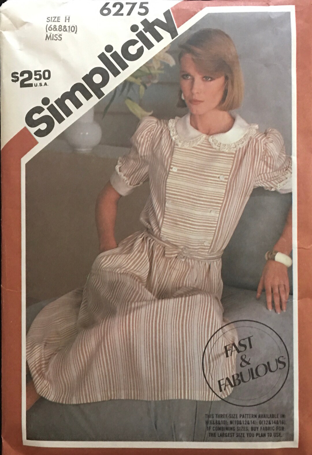 1983 Sizes 6-8-10, UNCUT Simplicity 6275, DRESS, "fast & Fabulous ...