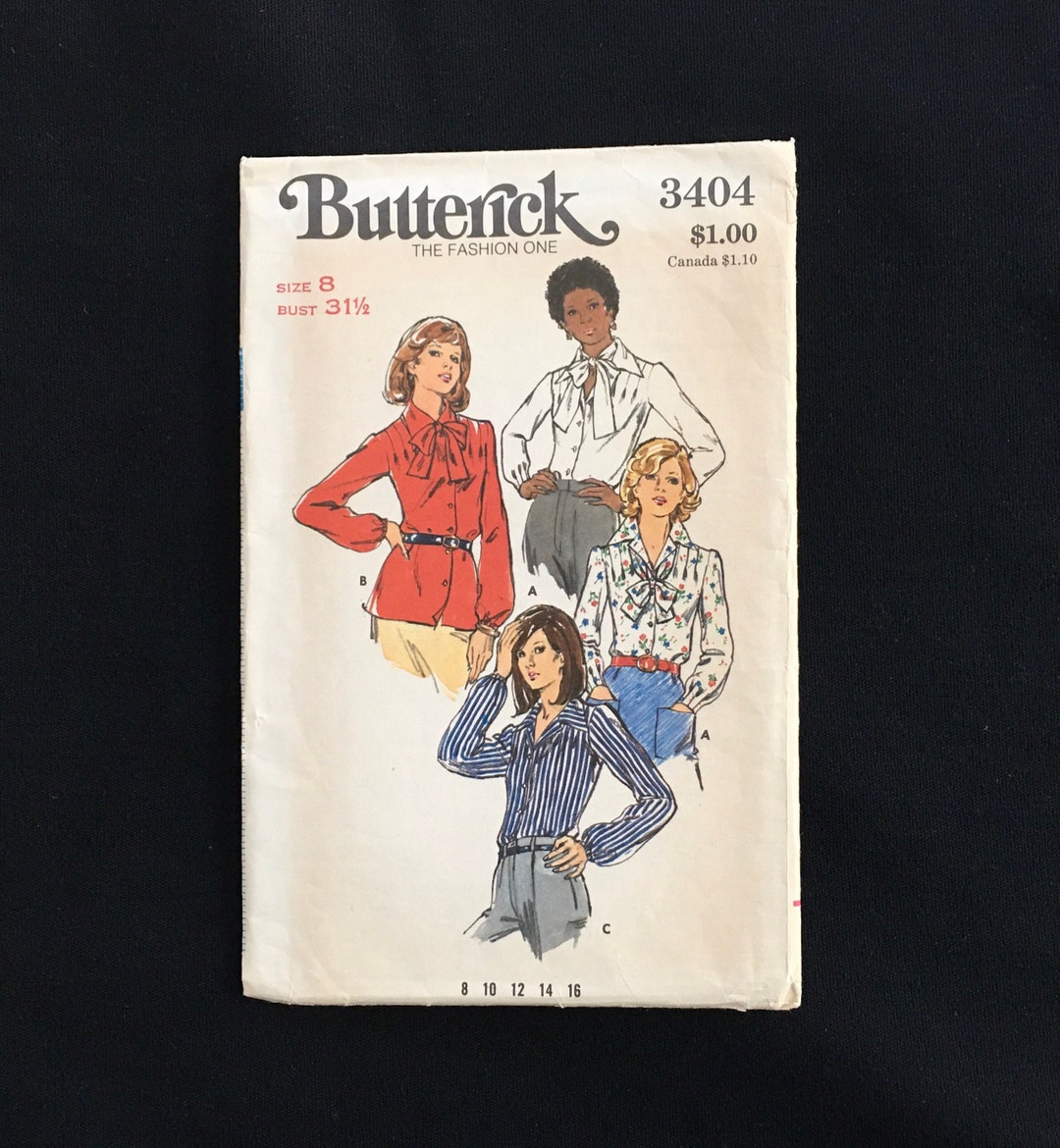 1973 Size 8 Pussy Bow BLOUSE Pattern, Butterick 3404 Long Sleeves - Etsy