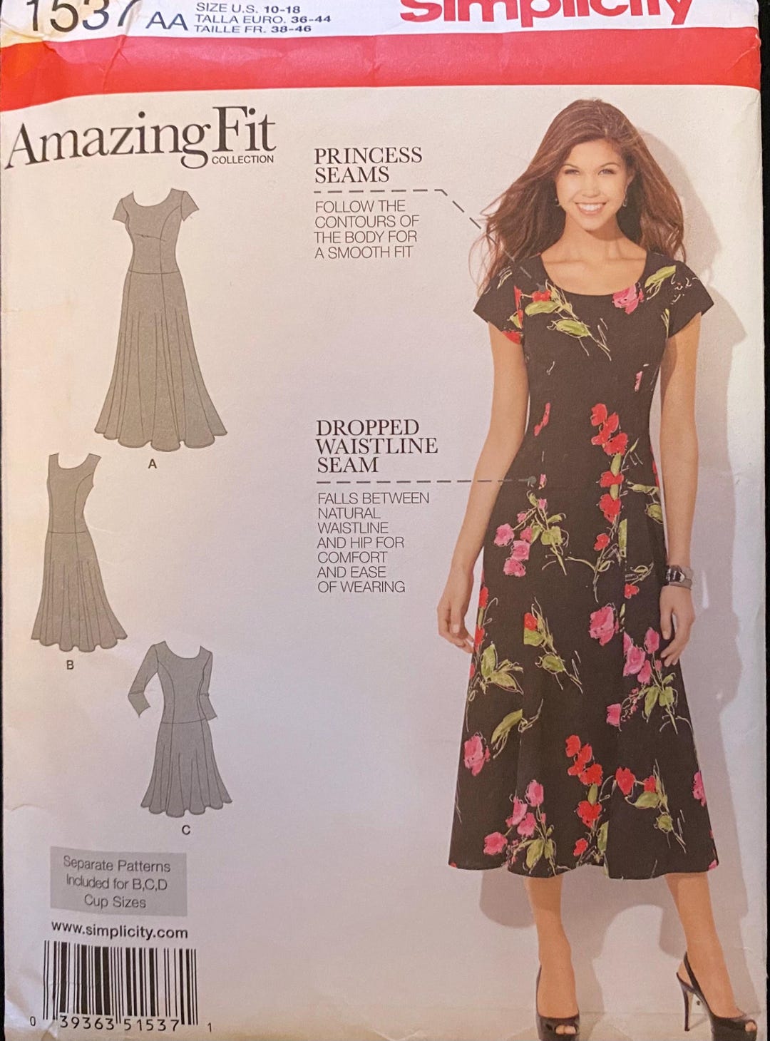 2013 Sizes 10-18, UNCUT Simplicity 1537; DRESS, Amazing Fit Collection ...