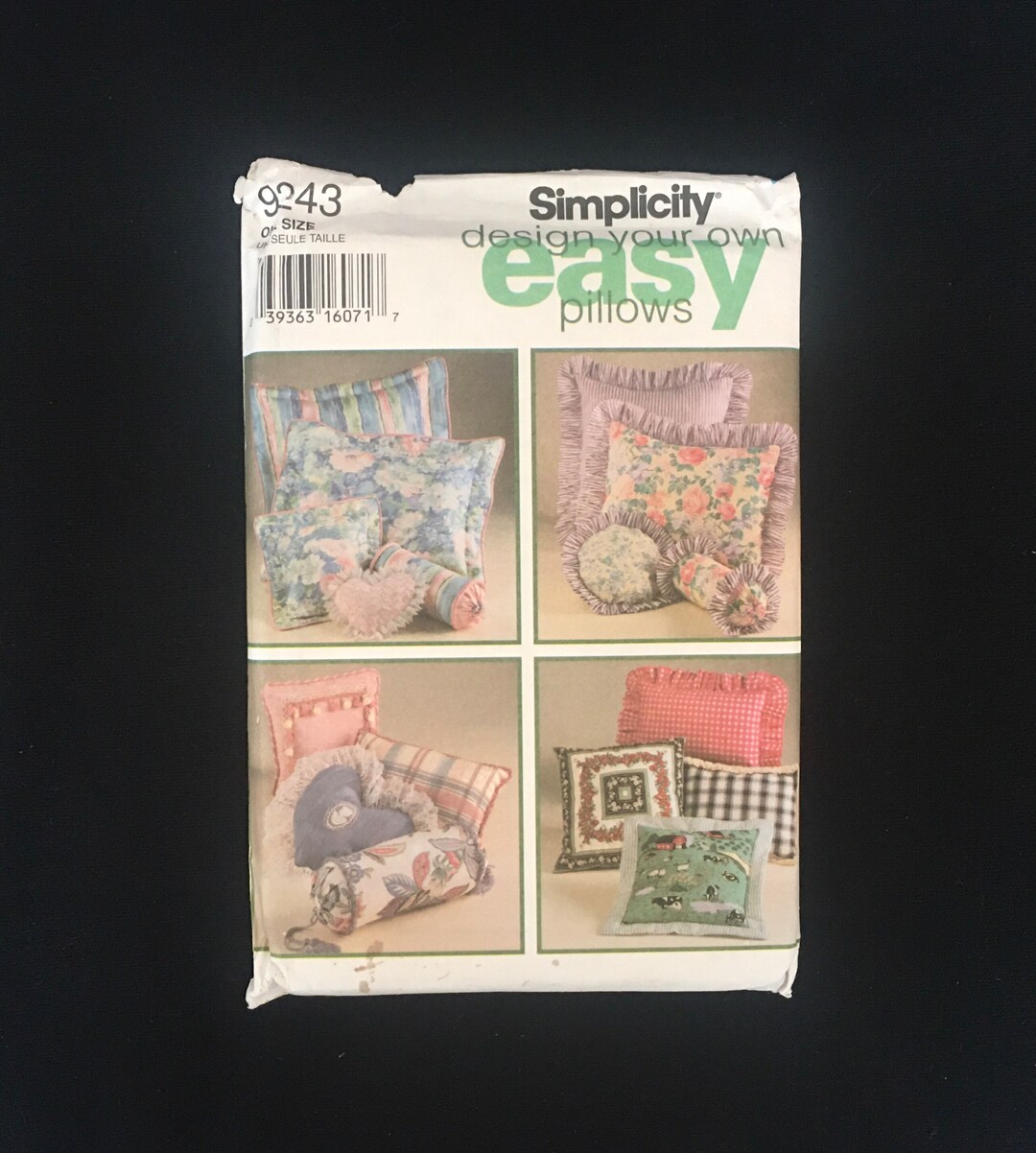 PILLOW Patterns, EASY Size, Style & Shape Variations. UNCUT Simplicity ...