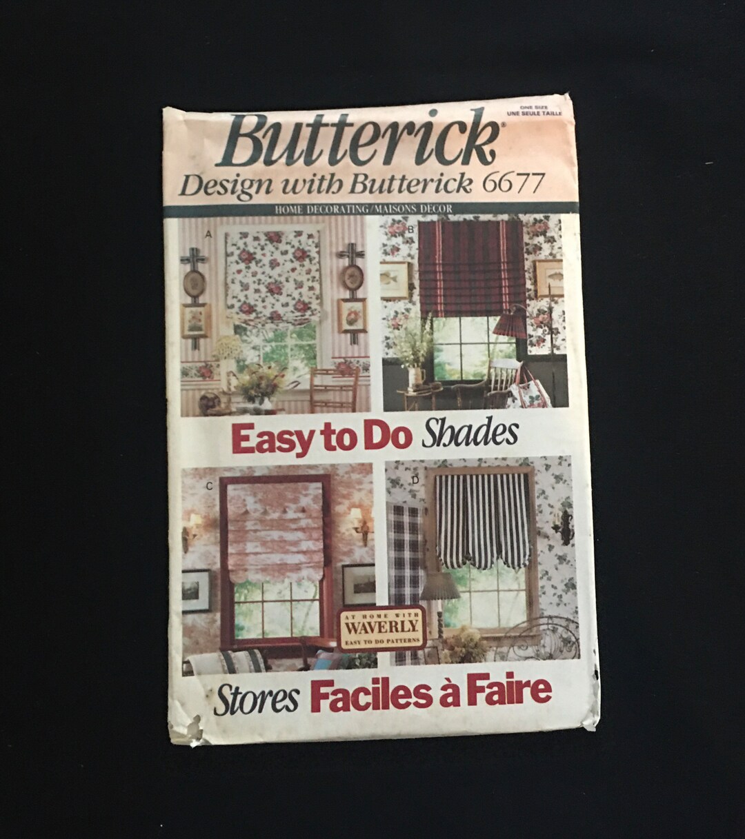 WINDOW SHADE Pattern UNCUT Butterick 6677 From 1993 easy to Do Full ...