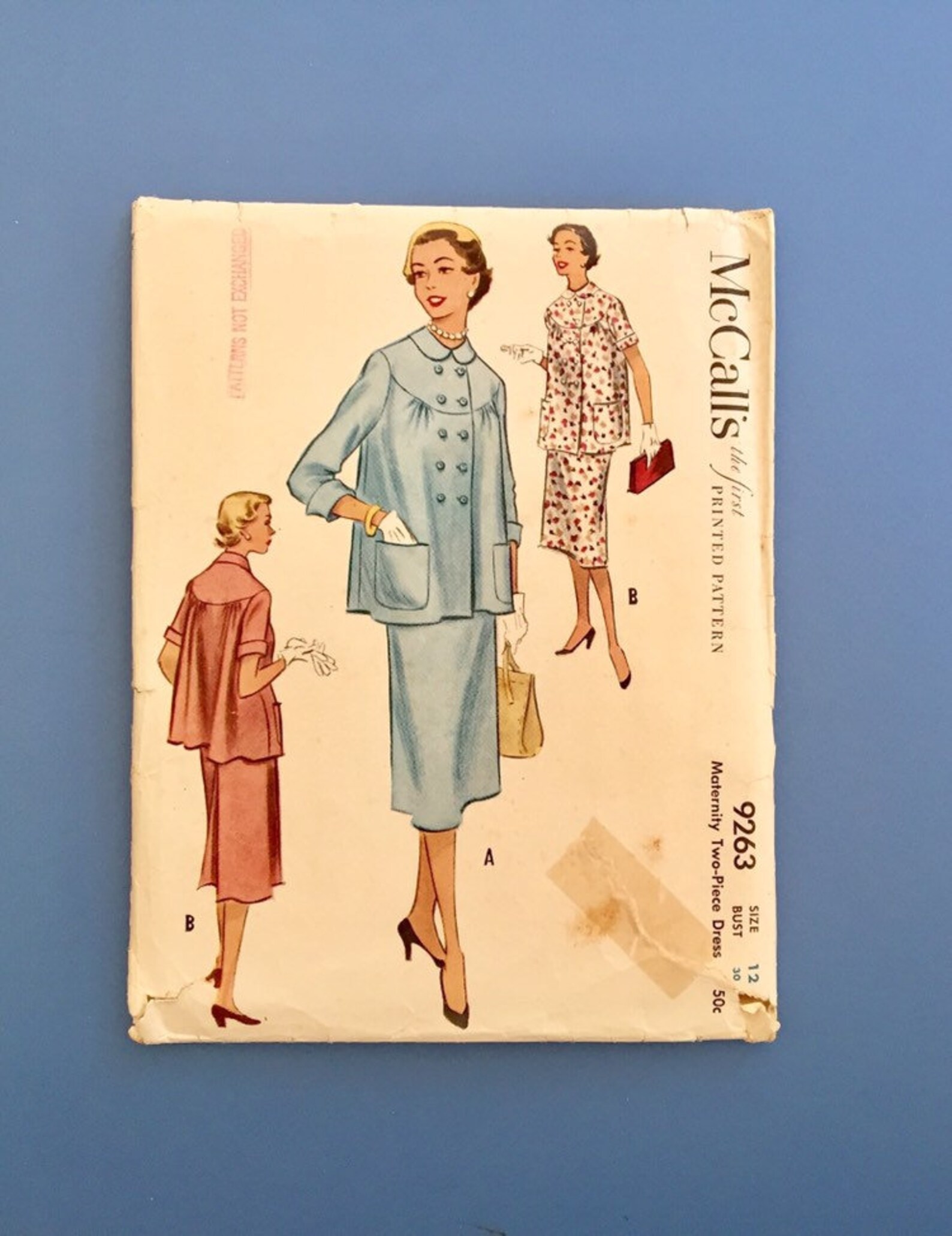 1953 Size 12 MATERNITY, Mccall's 9263; Skirt and Jacket; Classic 50s ...