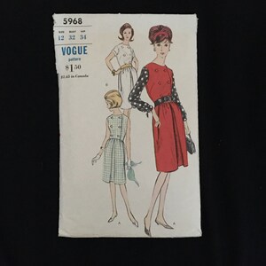 1960s Size 12, Vogue 5968, DRESS, JUMPER & BLOUSE Pattern; Classic Mid ...