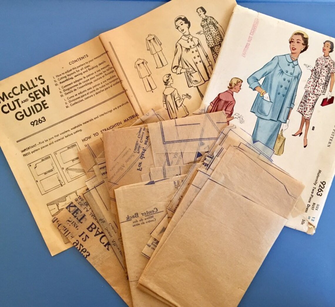 1953 Size 12 MATERNITY, Mccall's 9263; Skirt and Jacket; Classic 50s ...
