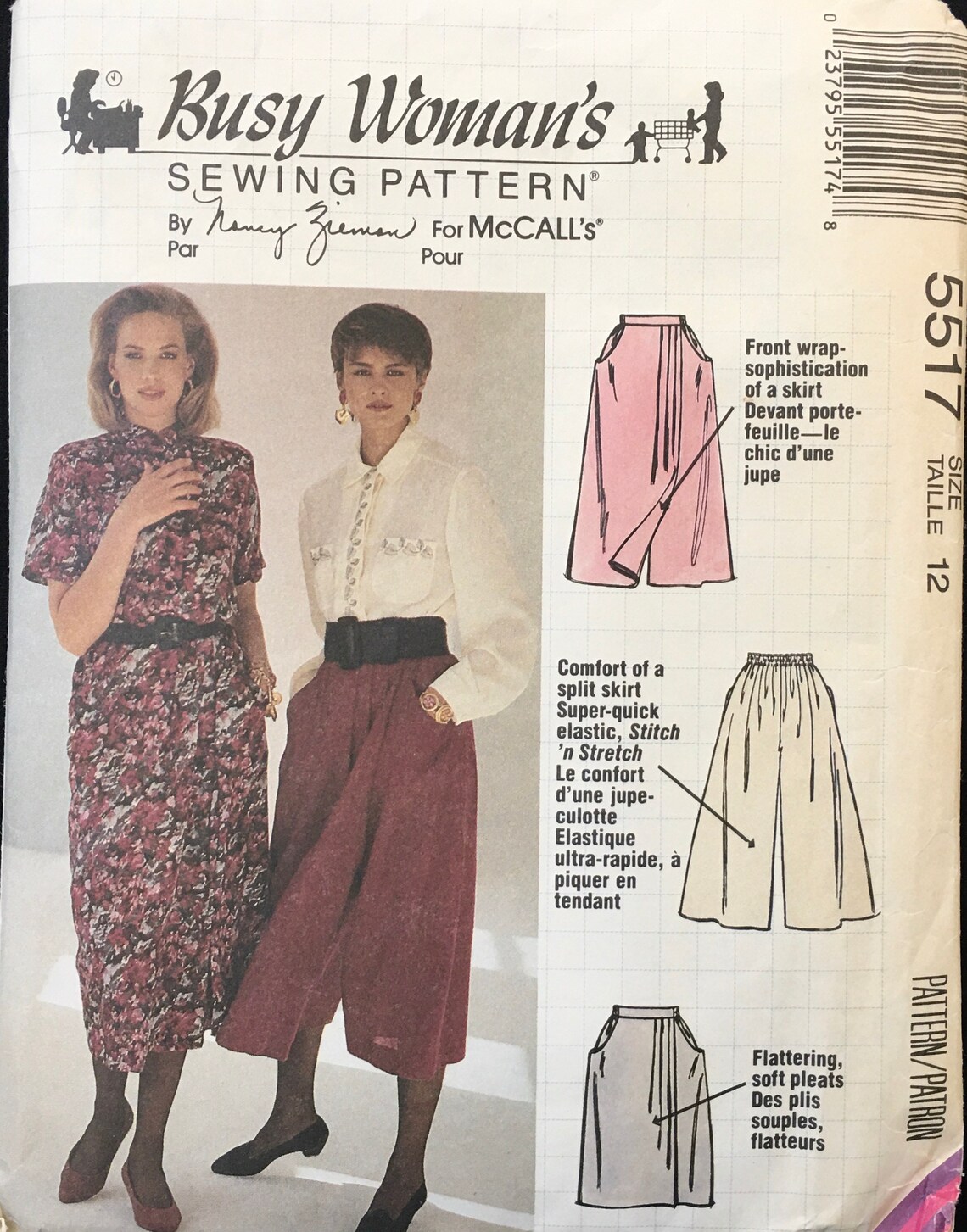 1991 Size 12 CULOTTE & SPLIT SKIRT Pattern Mccall's 5517 - Etsy