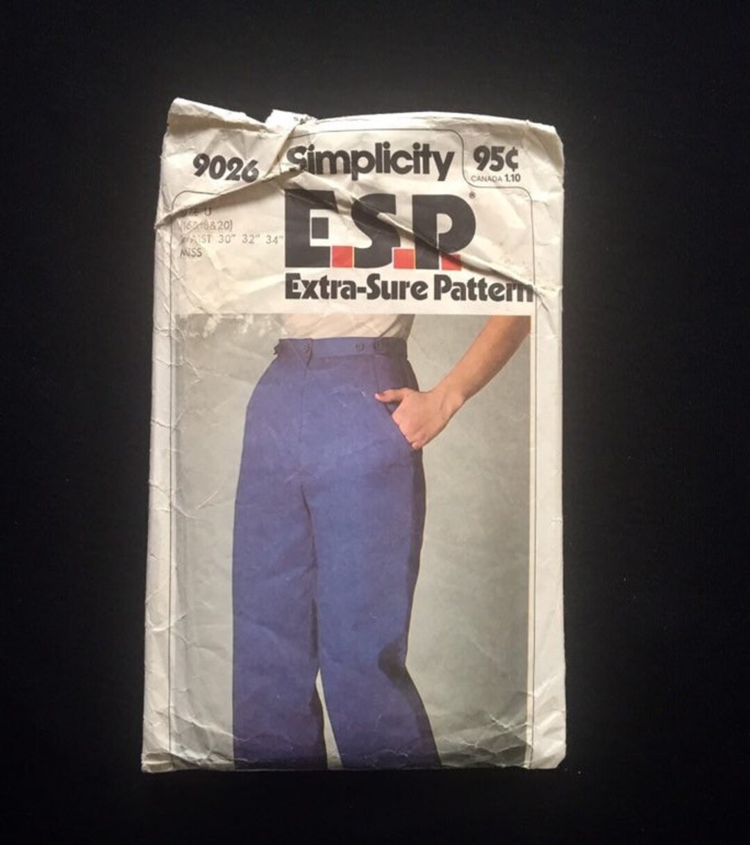 1979 Sizes 16-18-20 PANTS PATTERN, SIMPLICITY 9026 Extra Sure Pattern ...