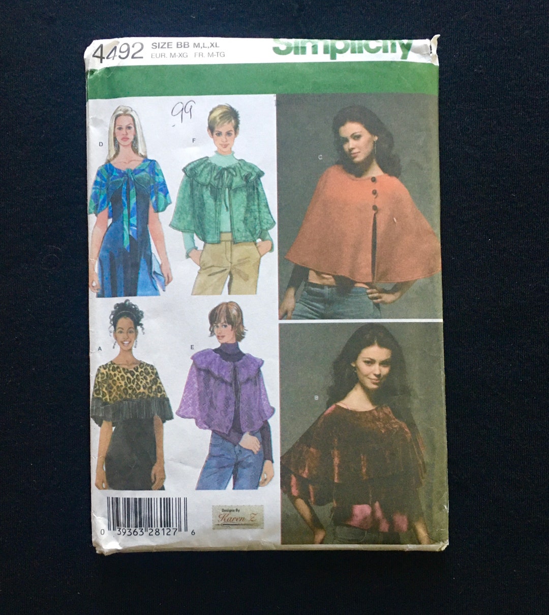 2005 Sizes 14-24 CAPELET Pattern, Simplicity 4492 Pattern, UNCUT 6 ...