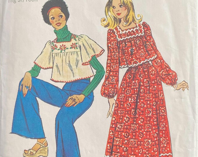1973 Size 11/12, Simplicity 6037, TOP and SKIRT Pattern, With Transfer ...