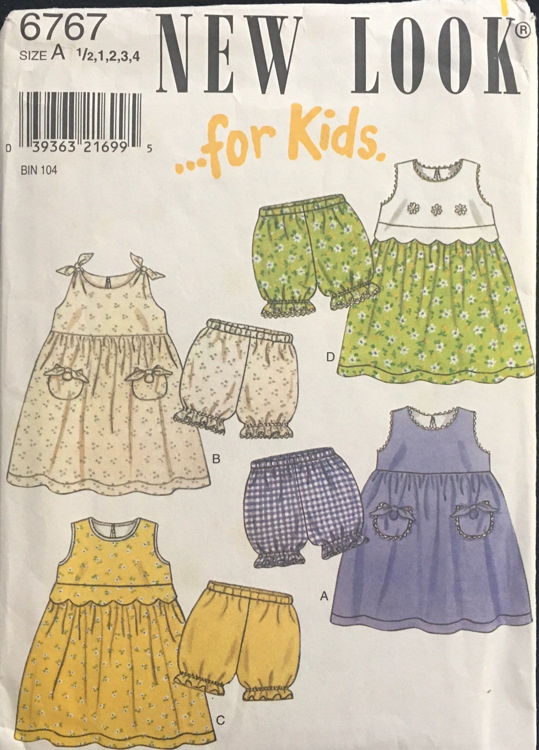 Sizes 1/2-4, 1990s New Look 6767, DRESS and Panties Pattern - Etsy