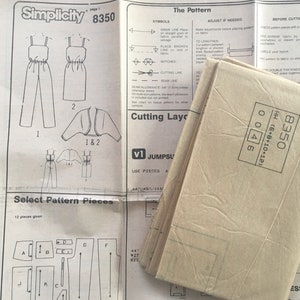1987 Sizes 6-12 Simplicity 8350, JUMPSUIT, SUNDRESS & Unique "winged" JACKET Pattern - Etsy
