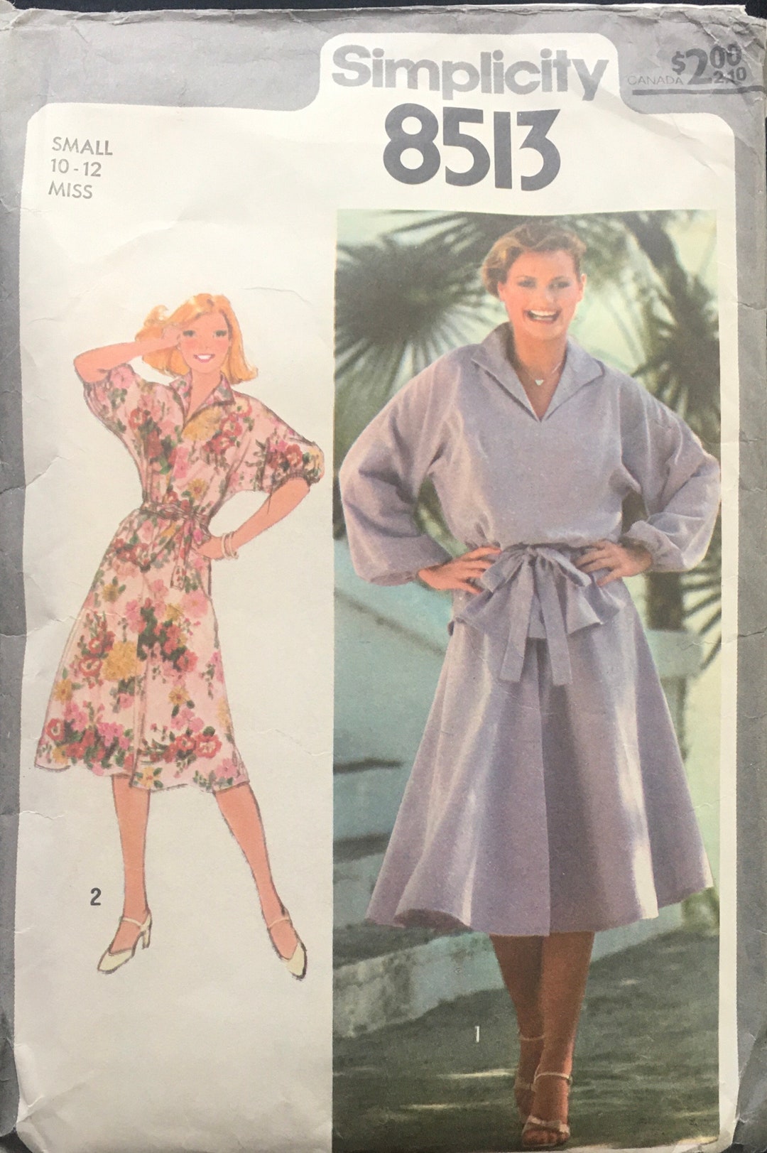 1977 Sizes 10-12, Simplicity 8513, Dress, Skirt & Blouse Pattern, Loose ...