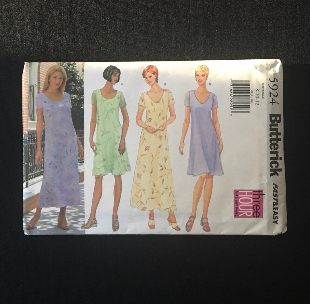 1998 Sizes 8-10-12 DRESS & Underdress Pattern, Easy, UNCUT Butterick ...