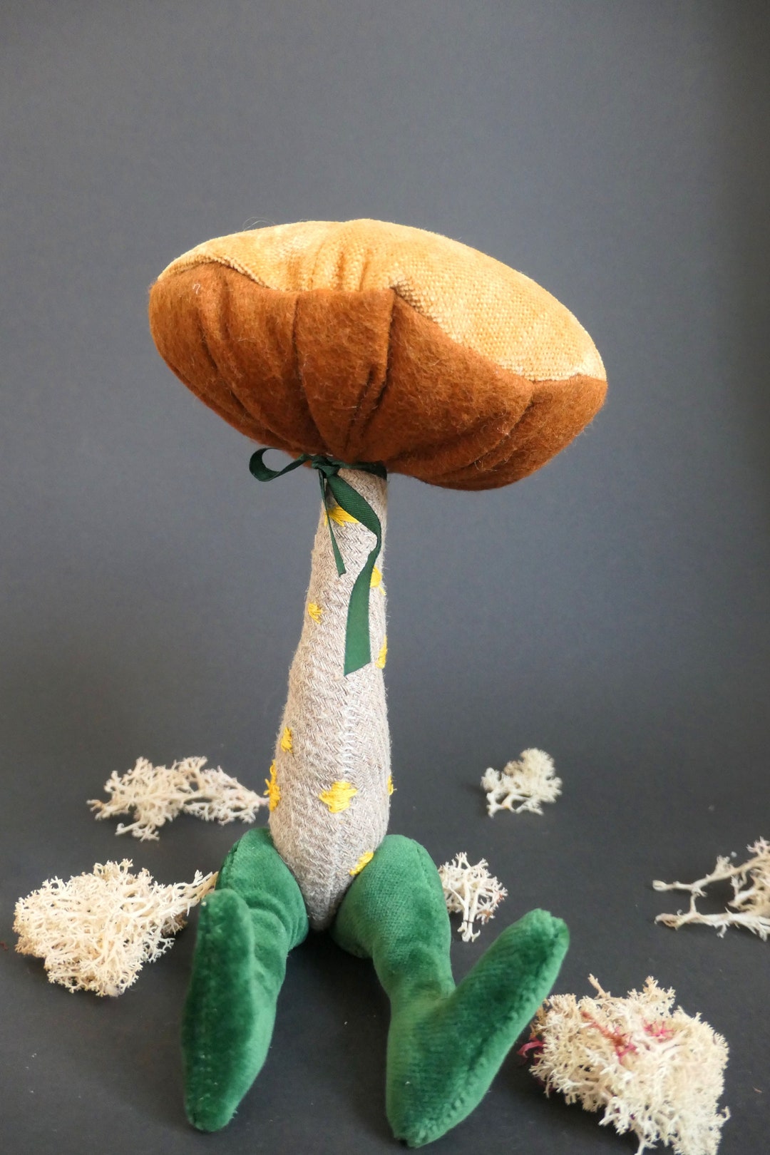 Mushroom Fabric Doll, Art Object, Home Decor, Velvet Mushroom, Textile ...
