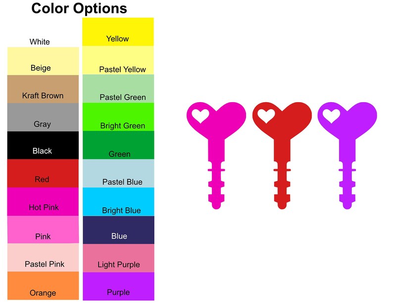 25 Pieces Heart Key Paper Die Cut Shape Cut Outs for | Etsy