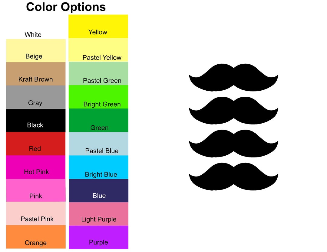 25 Piece - Mustache Silhouette Die Cut Shapes, Paper Mustache ...