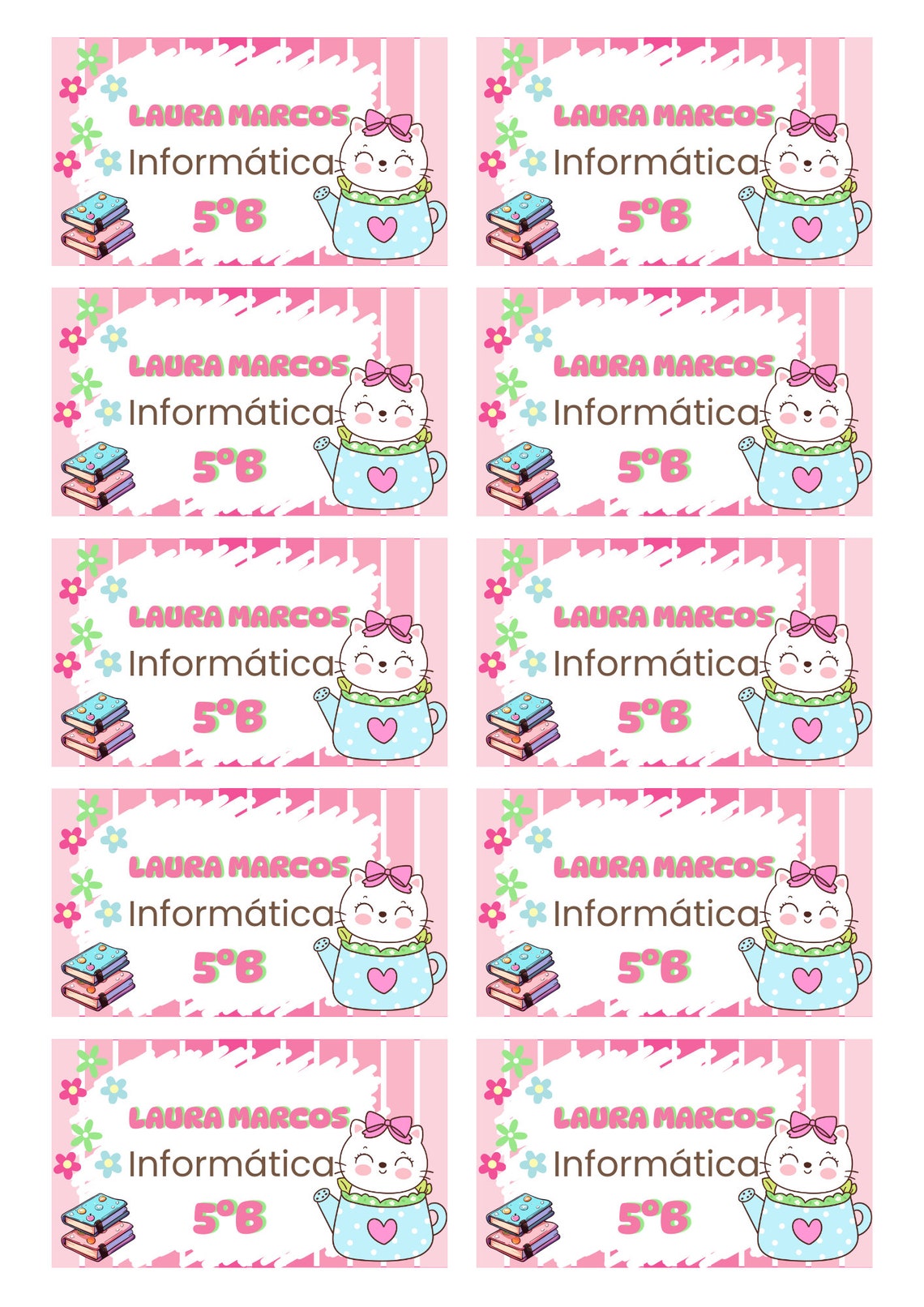 Kawaii Adhesive School Labels, School Labels Template, Editable School ...