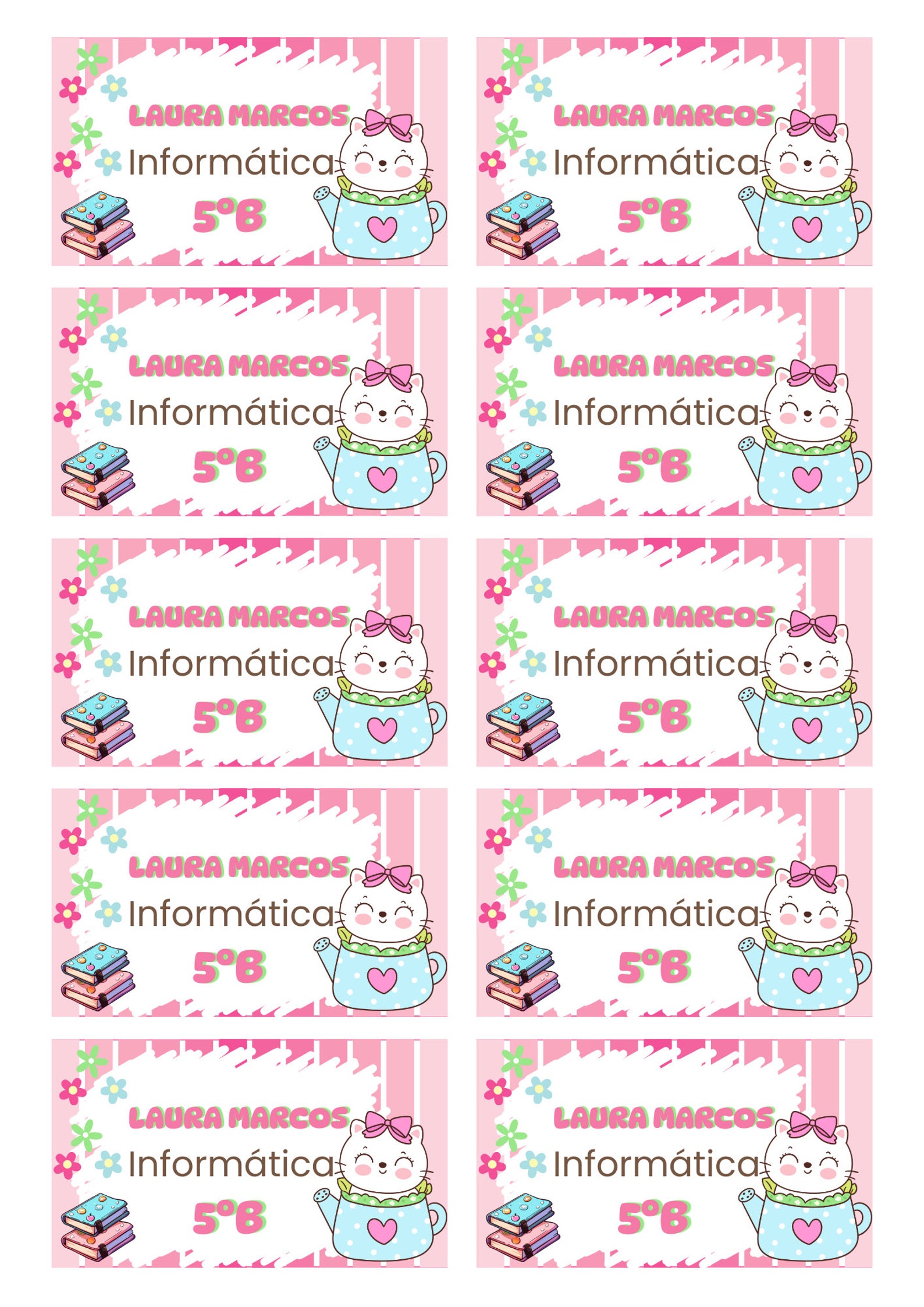 Kawaii Adhesive School Labels, School Labels Template, Editable School ...