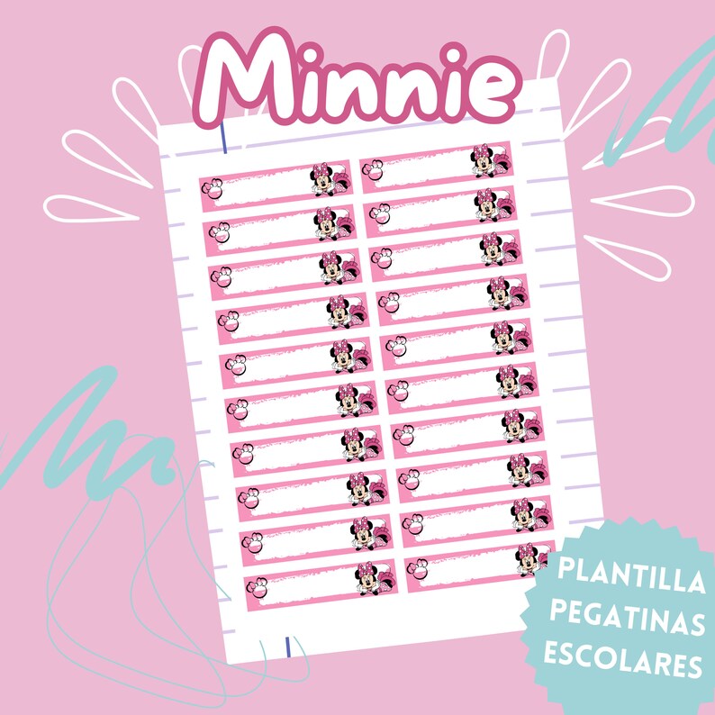 Little Mouse School Labels, Printable Label Template, Minnie School ...