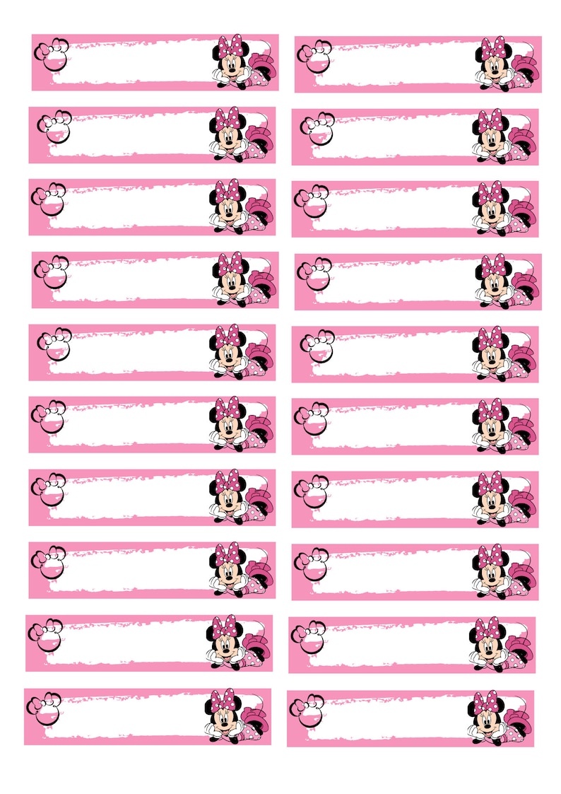 Little Mouse School Labels, Printable Label Template, Minnie Mouse ...