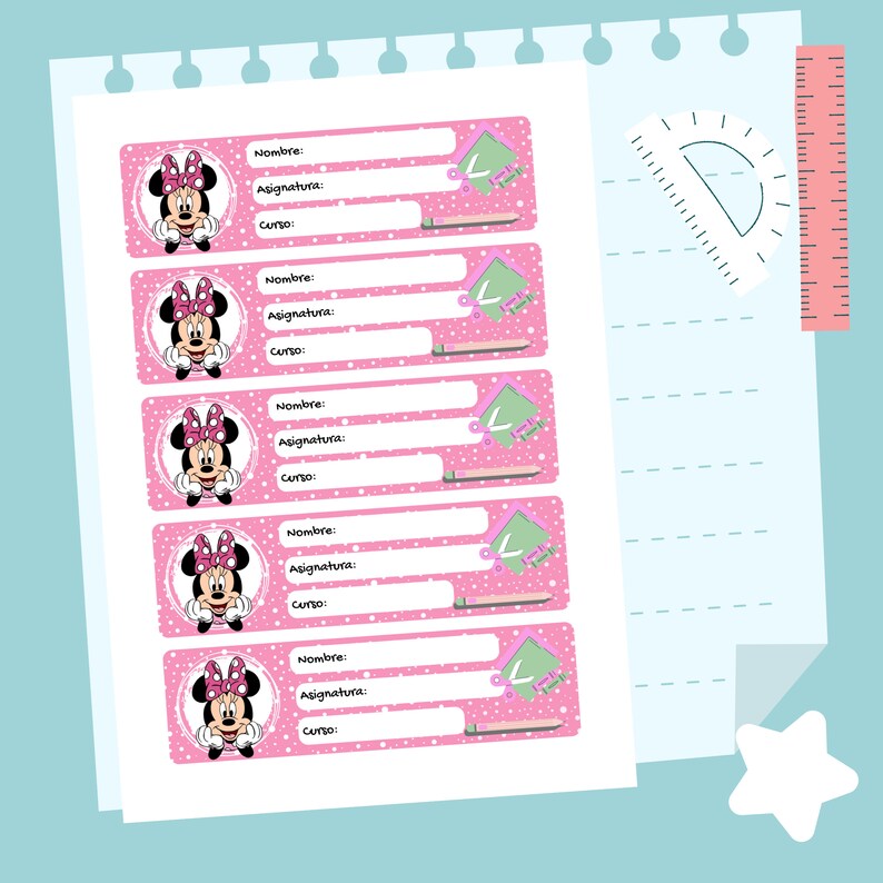 Little Mouse School Labels, Printable Label Template, Minnie School ...