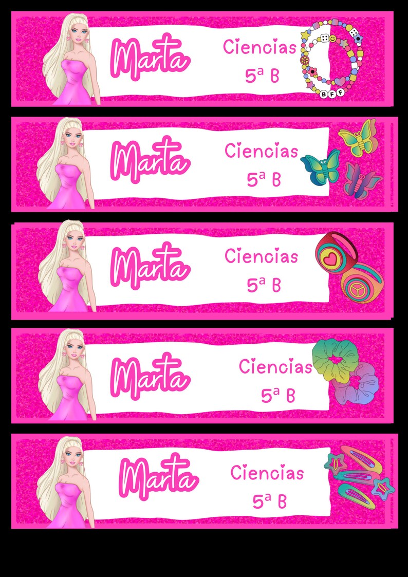 Pink School Label, Editable Labels, School Stickers Template ...
