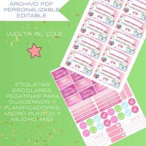 Kawaii Adhesive School Labels, School Labels Template, Editable School ...