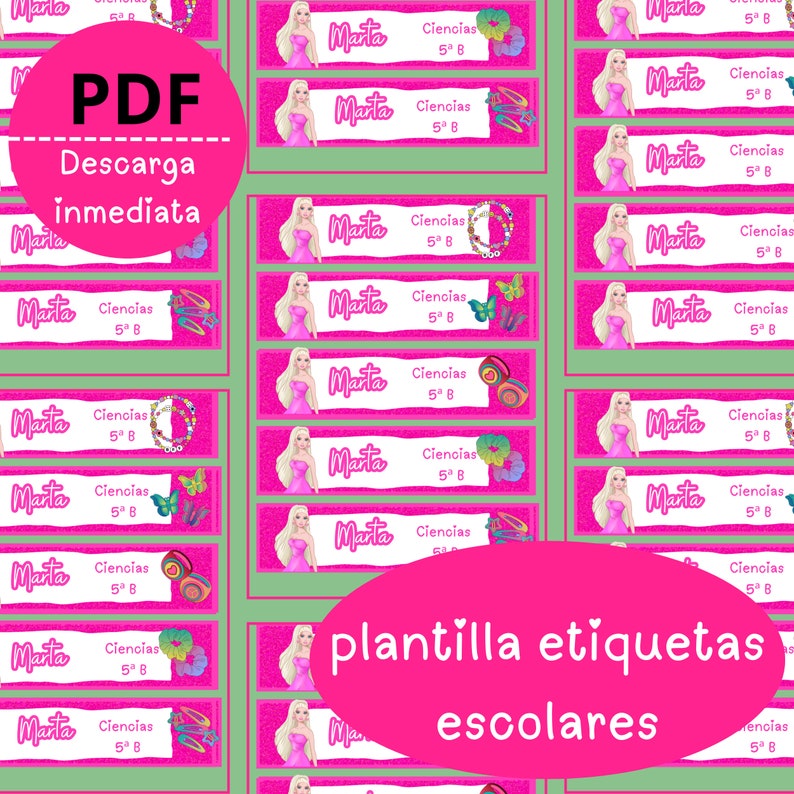 Pink School Label, Editable Labels, School Stickers Template ...