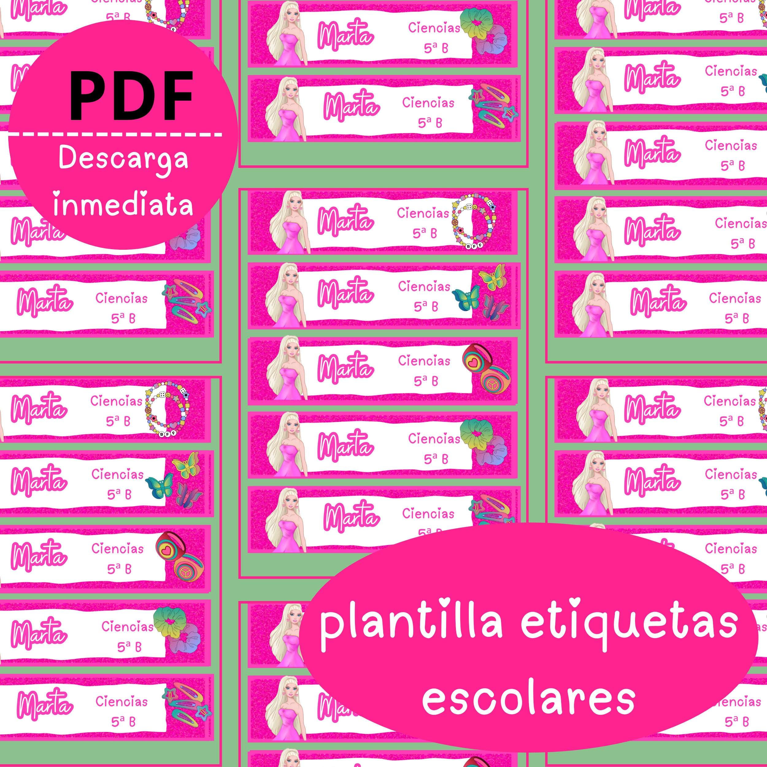 Pink School Label, Editable Labels, School Stickers Template ...