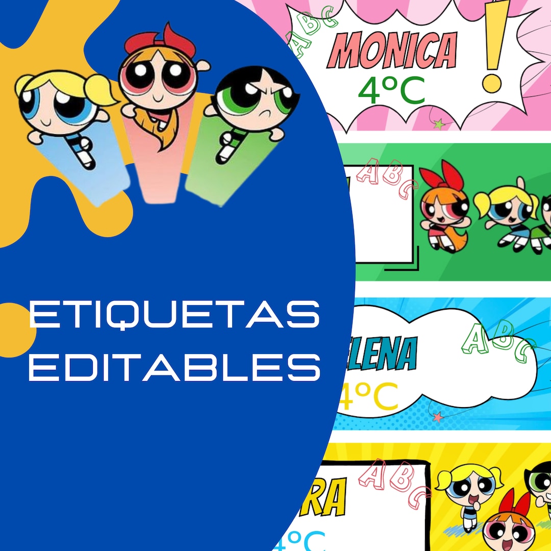 Super Heroine Labels, Powerful Girls School Labels, Editable Super ...