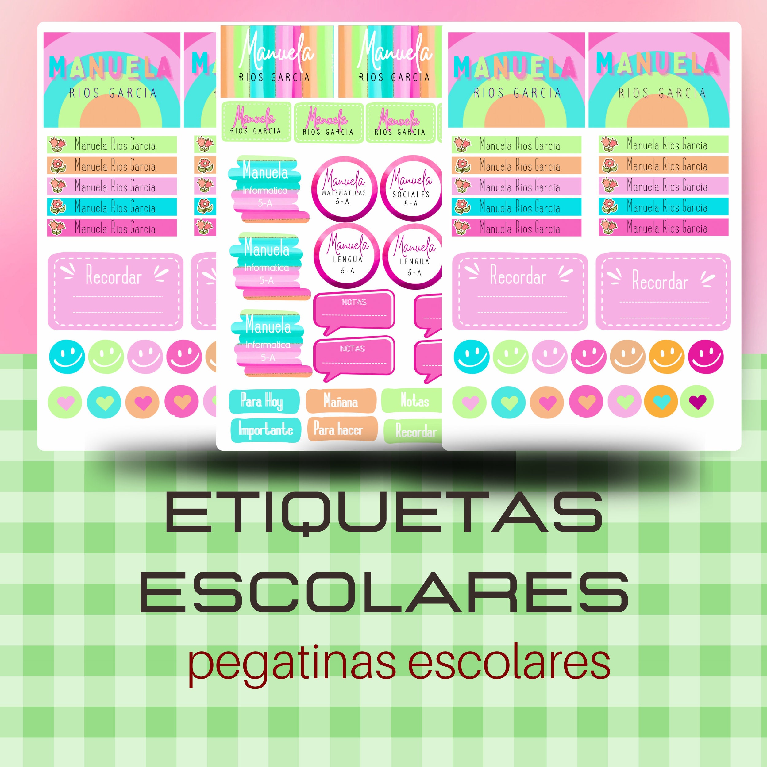 Adhesive School Labels, Rainbow School Schedule, Editable School Labels ...