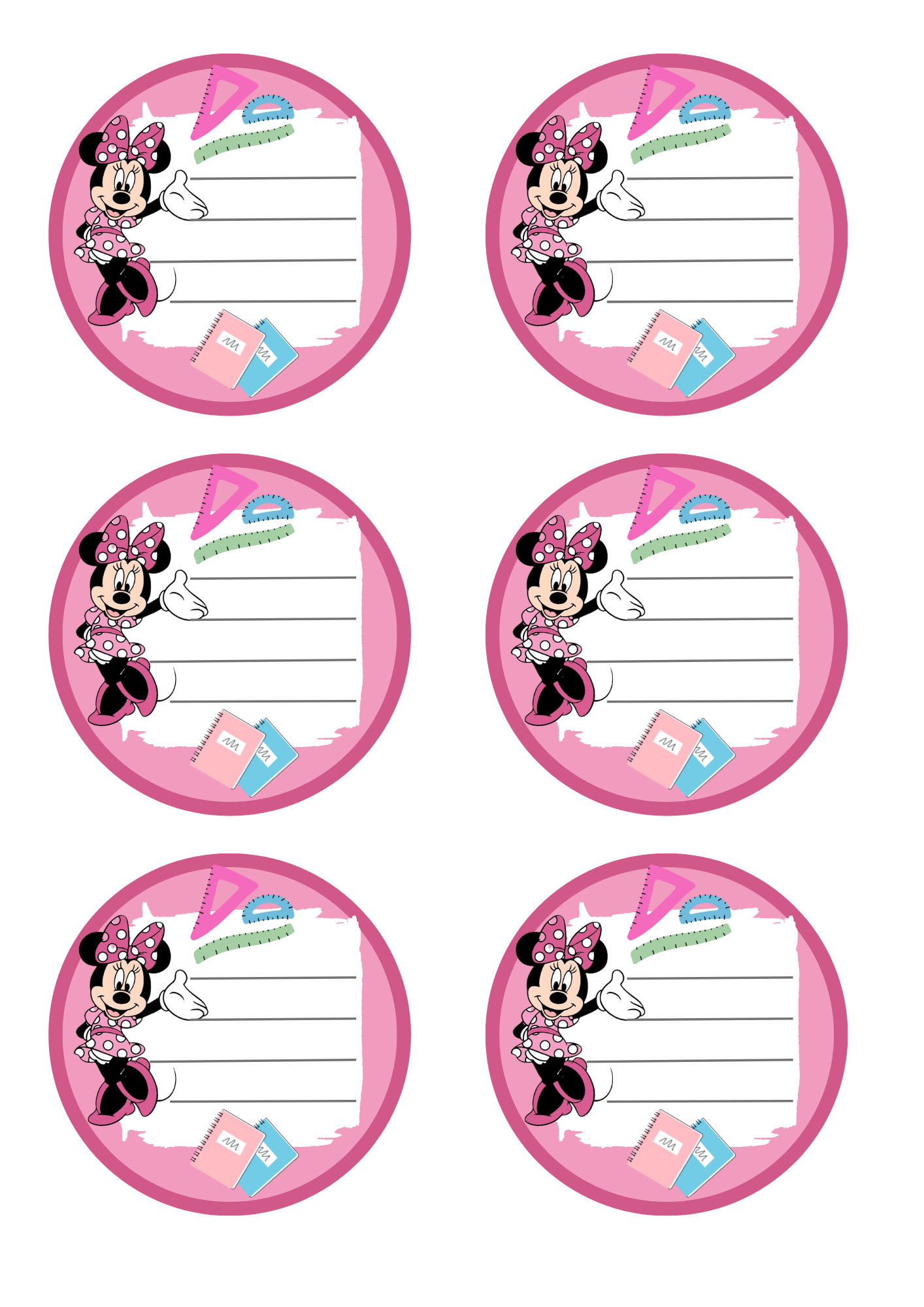 Little Mouse School Labels, Printable Label Template, Minnie School ...