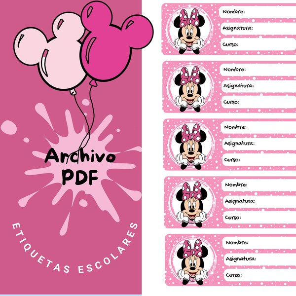 Label Template Minnie Mouse - Etsy
