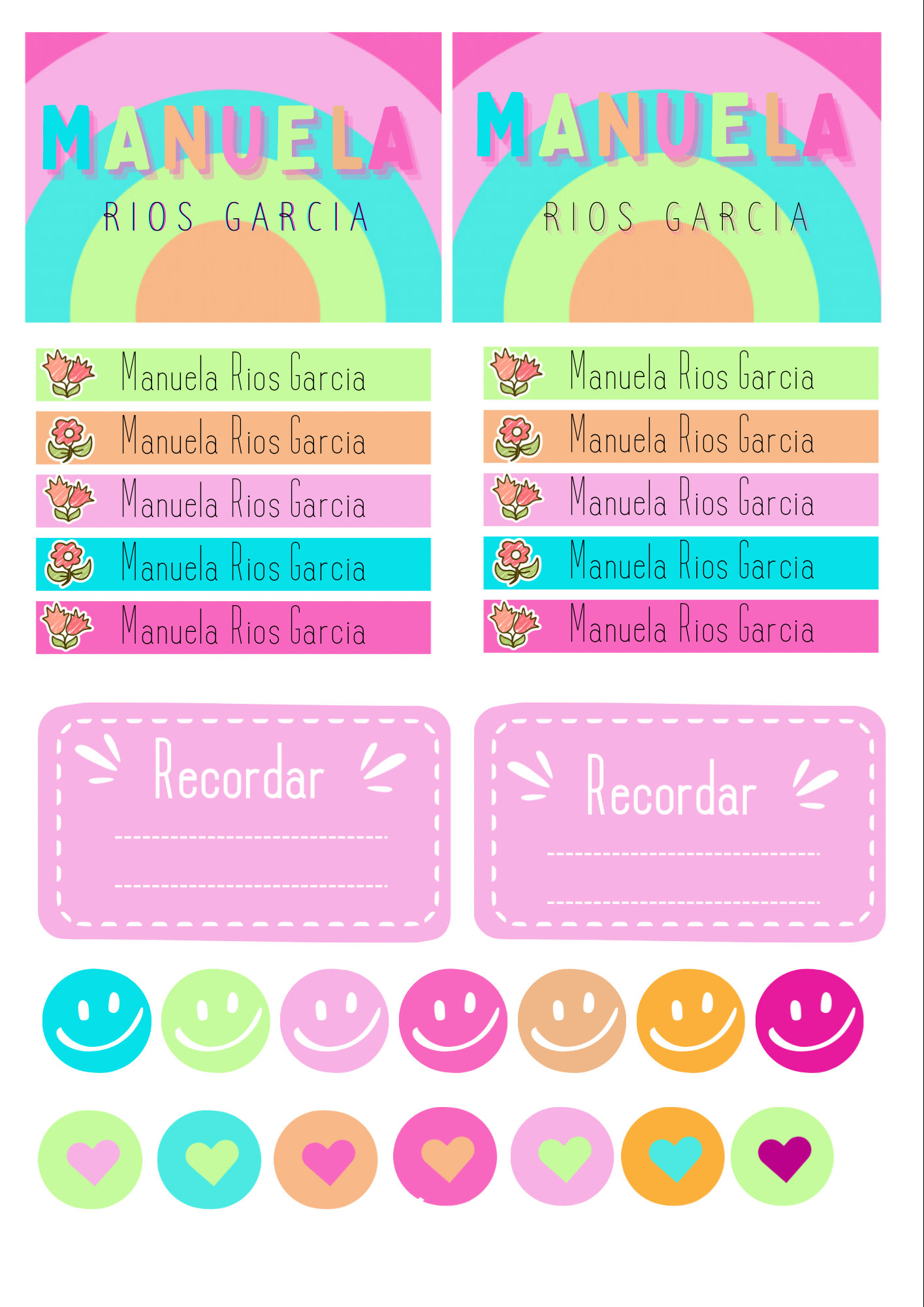 Adhesive School Labels, Rainbow School Schedule, Editable School Labels ...