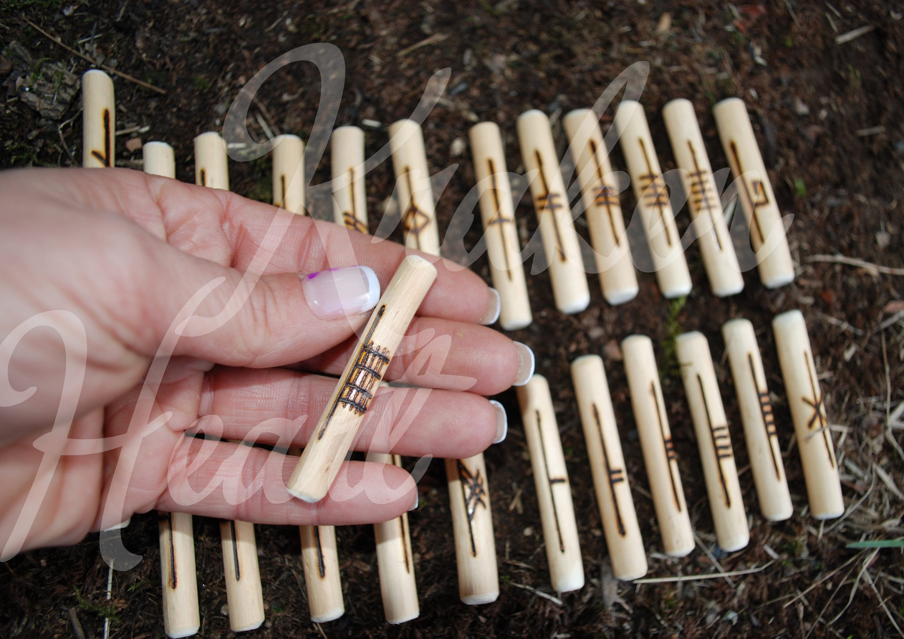 Celtic Ogham Staves in Birch Wood for Divination With Cotton | Etsy