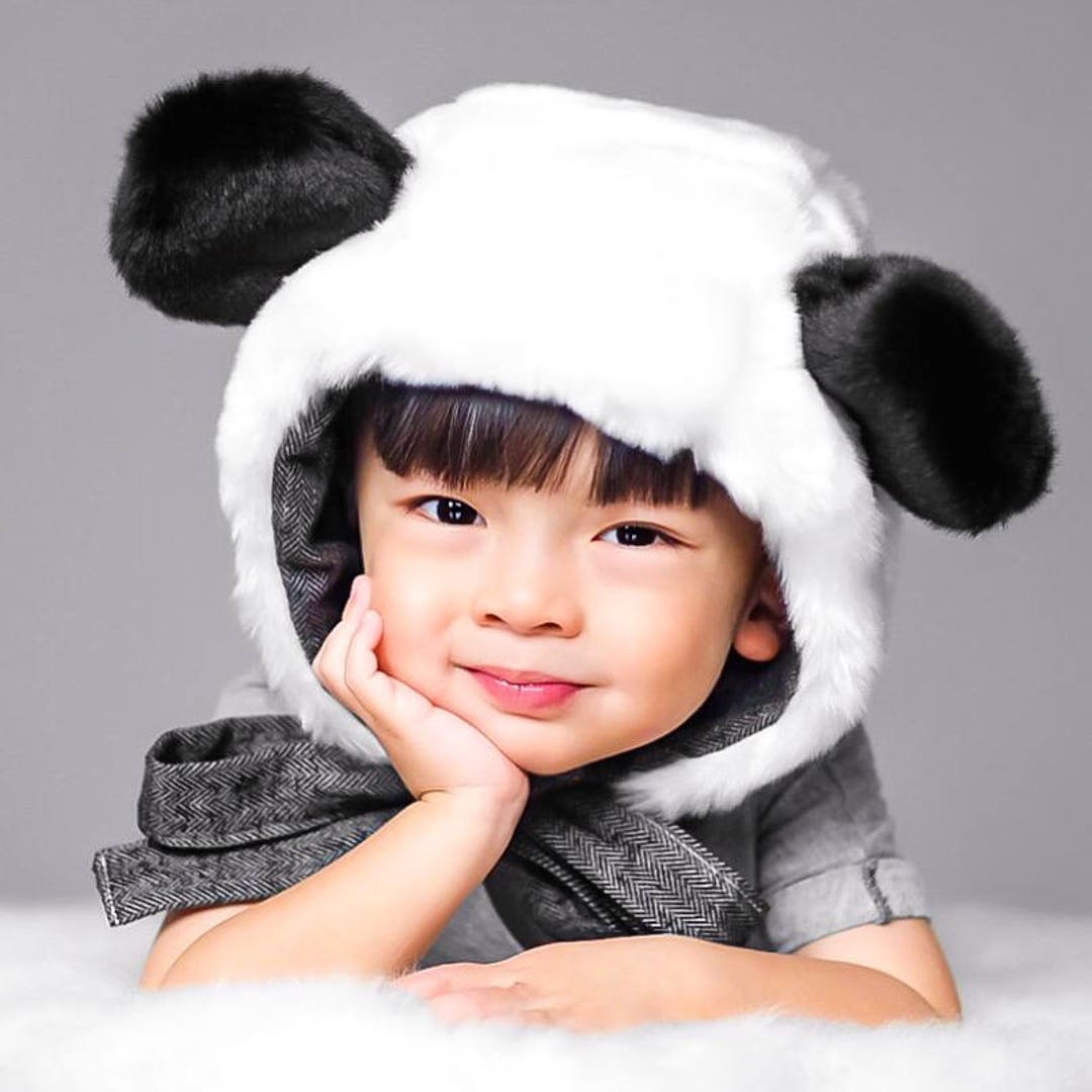 Panda Hat/baby Bonnet/panda Bonnet/black and White Hat/faux Fur/100% ...