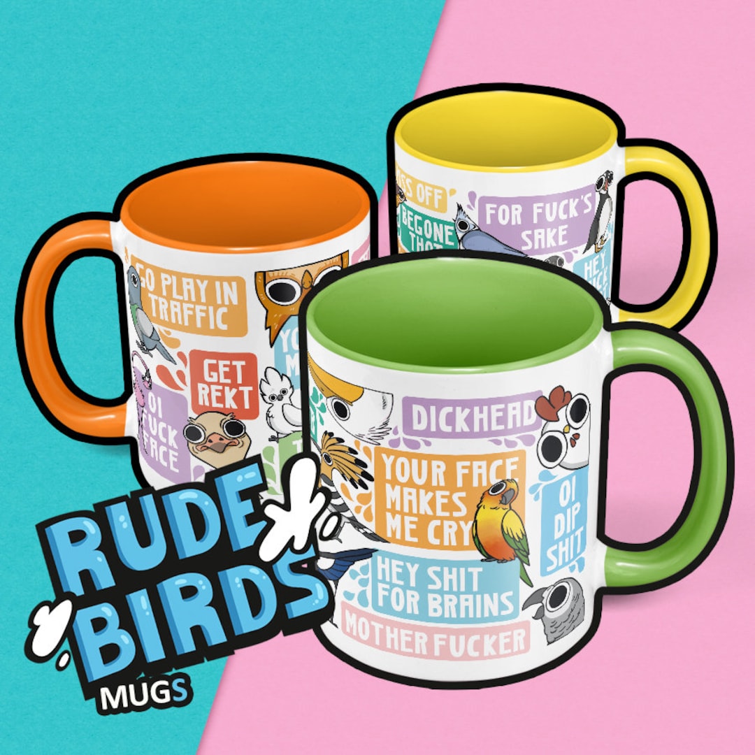 Rude Birds Cute Cartoon Coffee Tea Mug Gift - Etsy