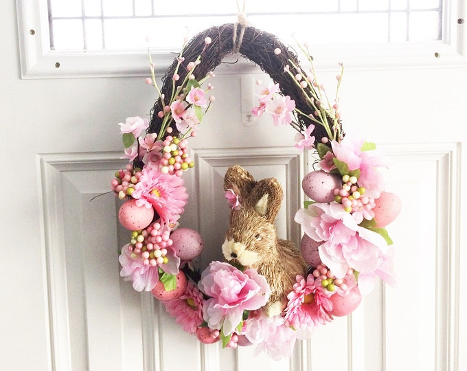 Easter Bunny Wreath, Front Door Wreath, Easter Wreath, Door Wreath ...