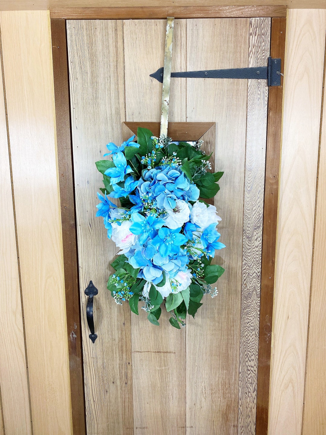 Blue Hydrangea Swag, Summer Door Swag, Front Door Swag, Summer Swag ...