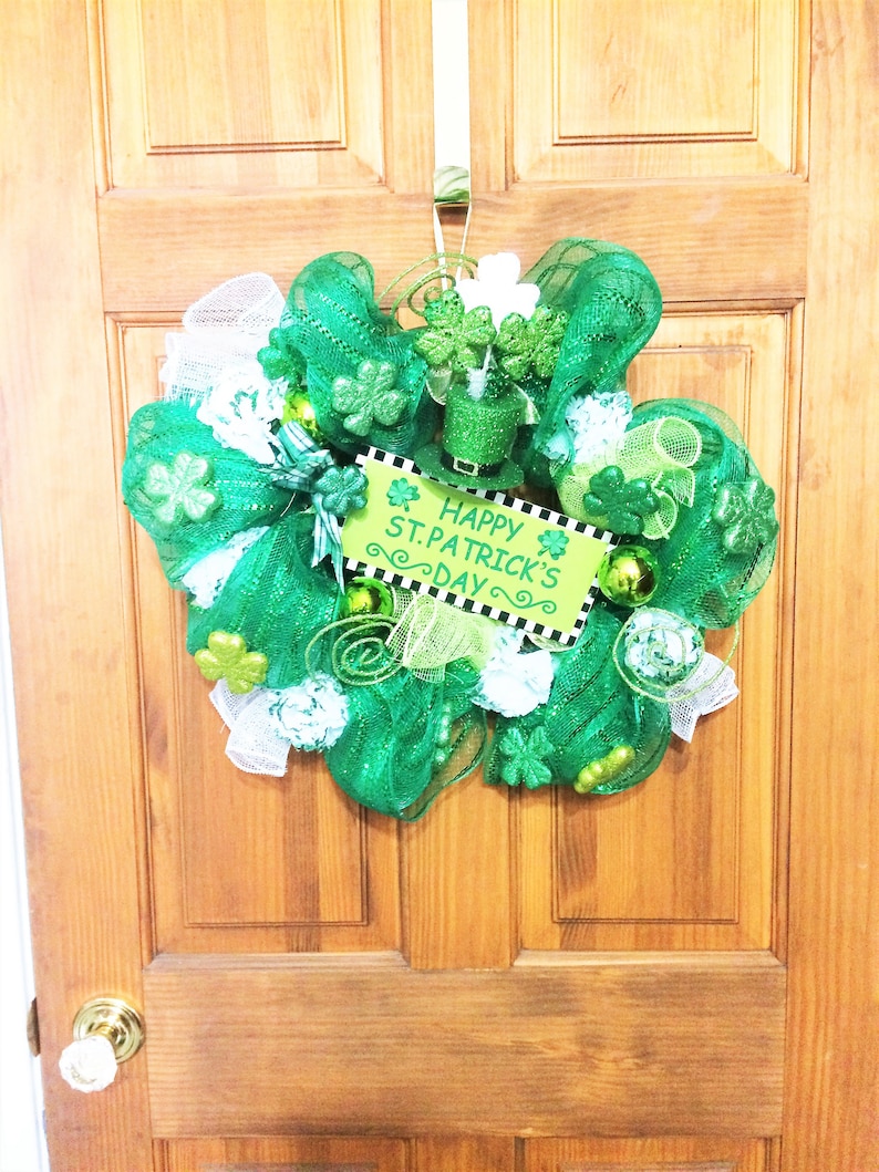 Corona del día de San Patricio, corona irlandesa, corona de malla de ...