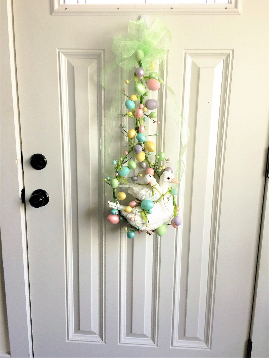 Easter Goose Door Swag: Pastel Eggs & Berries Spring Decor - Etsy