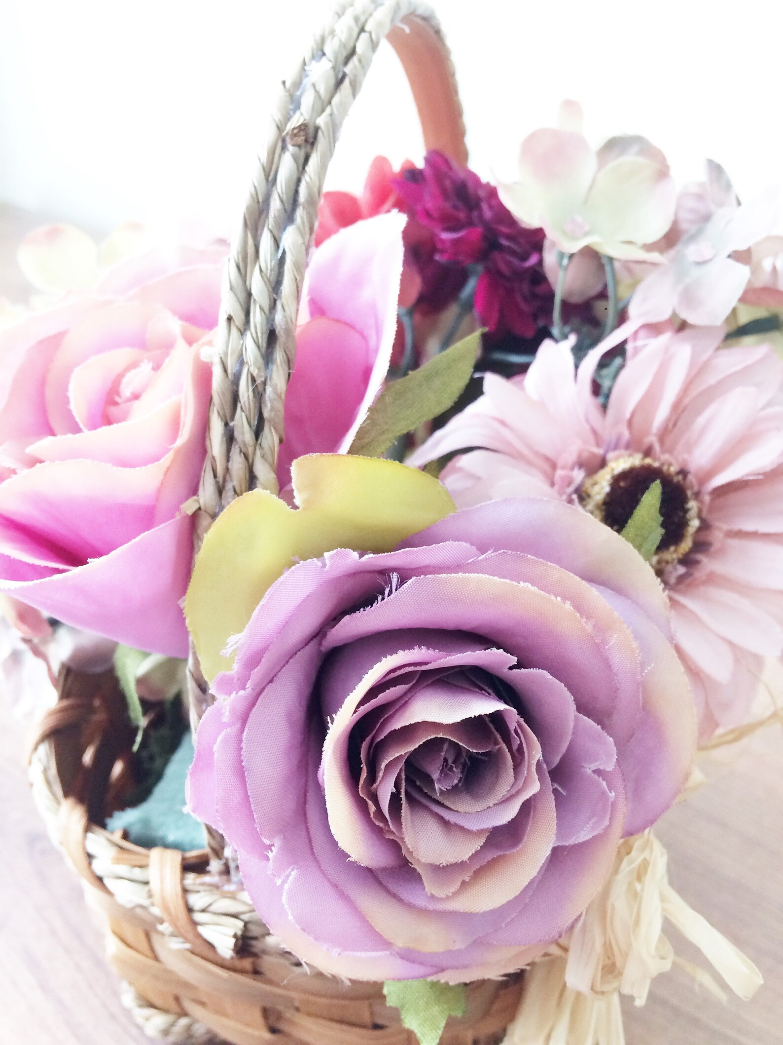 Mauve Rose Flower Arrangement Silk Floral Centerpiece Fall - Etsy