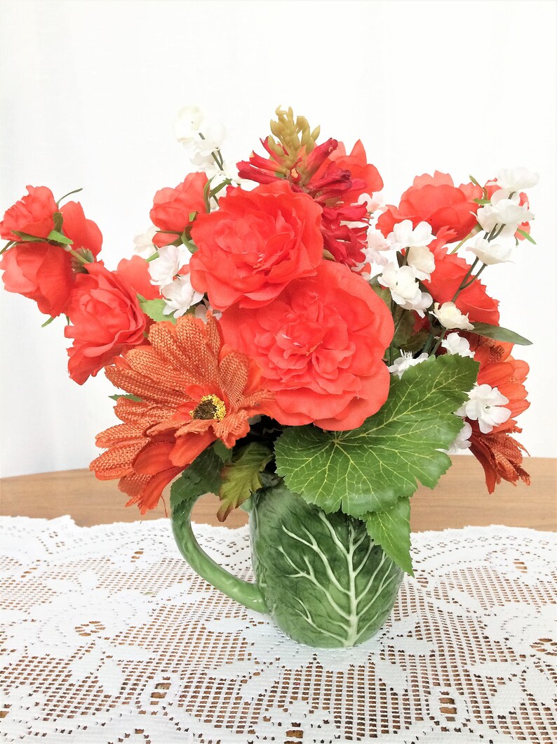 Red Carnation Flower Arrangement Silk Flower Centerpiece - Etsy