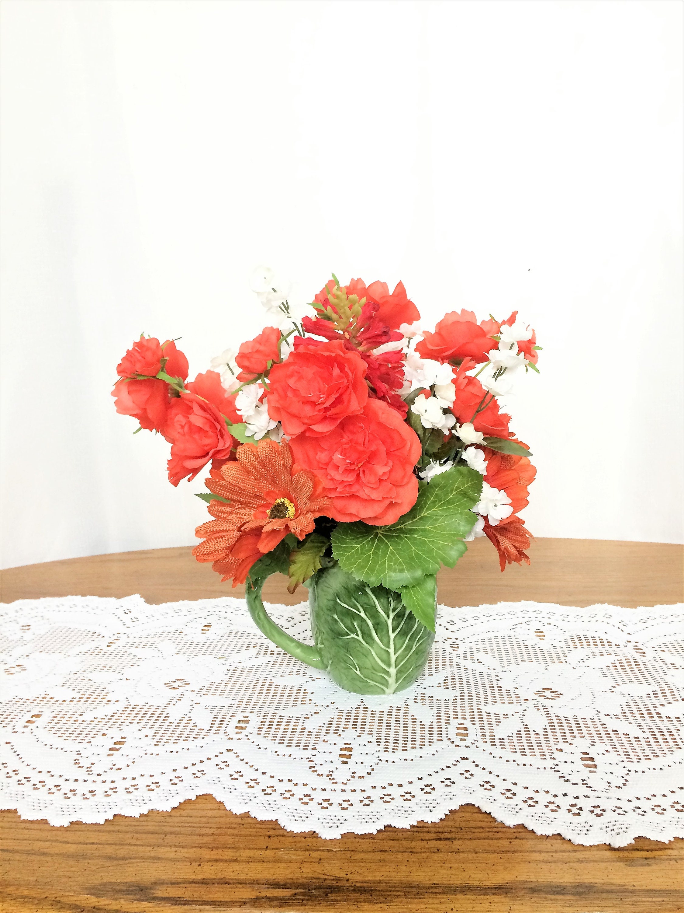 Red Carnation Flower Arrangement Silk Flower Centerpiece - Etsy