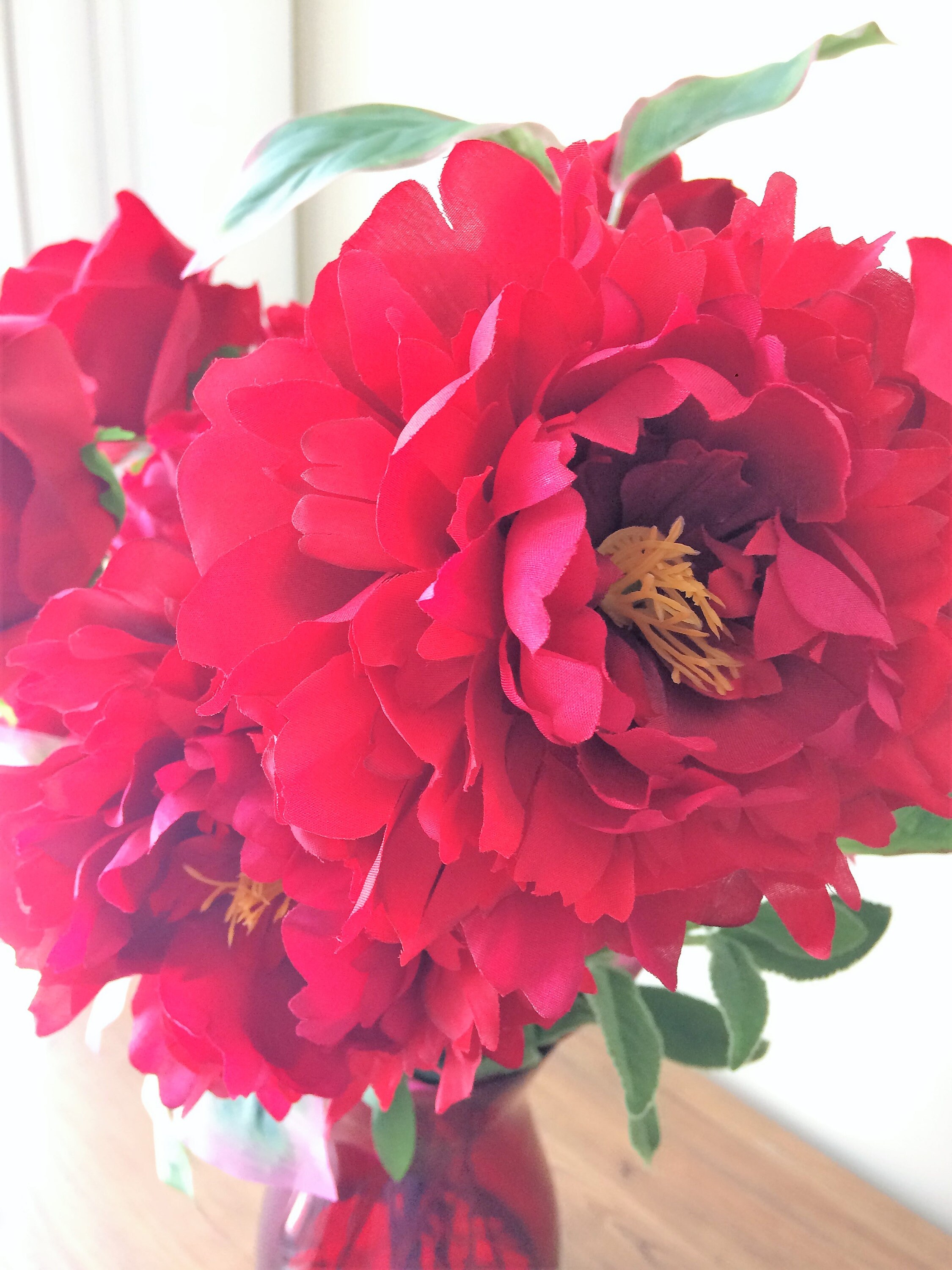 Red Peony Flower Arrangement Valentines Day Centerpiece | Etsy