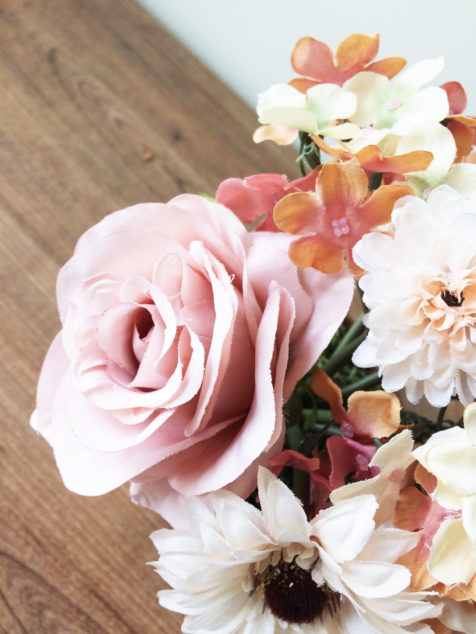 Pink Rose Flower Arrangement Silk Floral Centerpiece Fall | Etsy