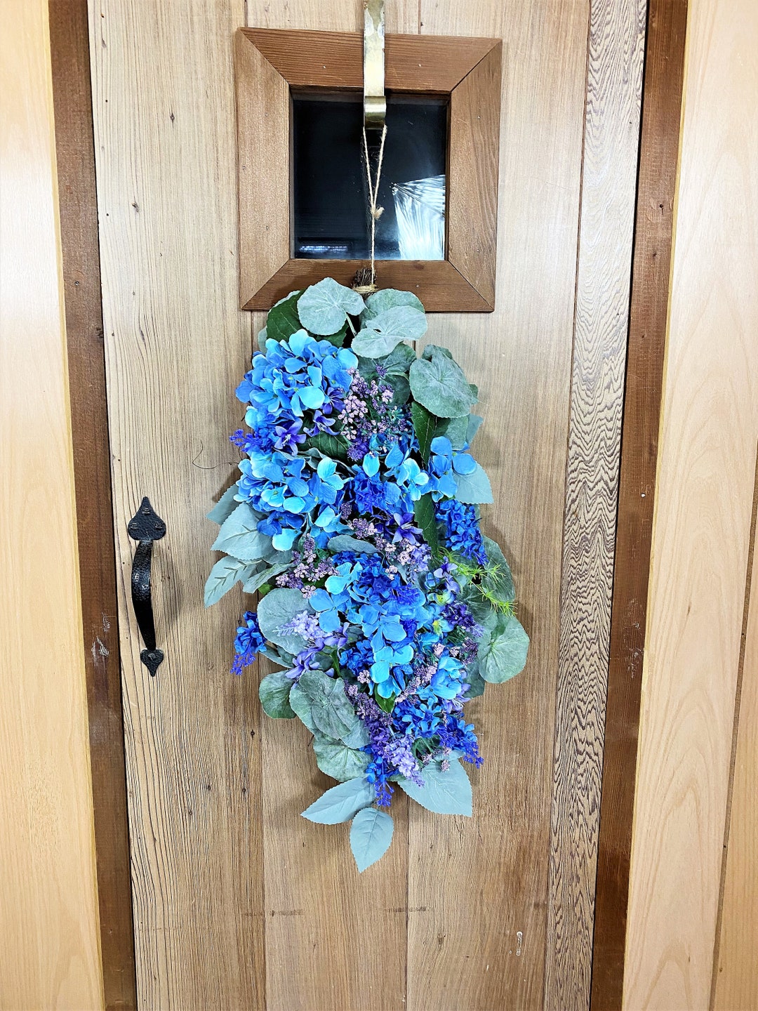 Blue Hydrangea Summer Door Swag: Forsythia Floral Willow Decor - Etsy