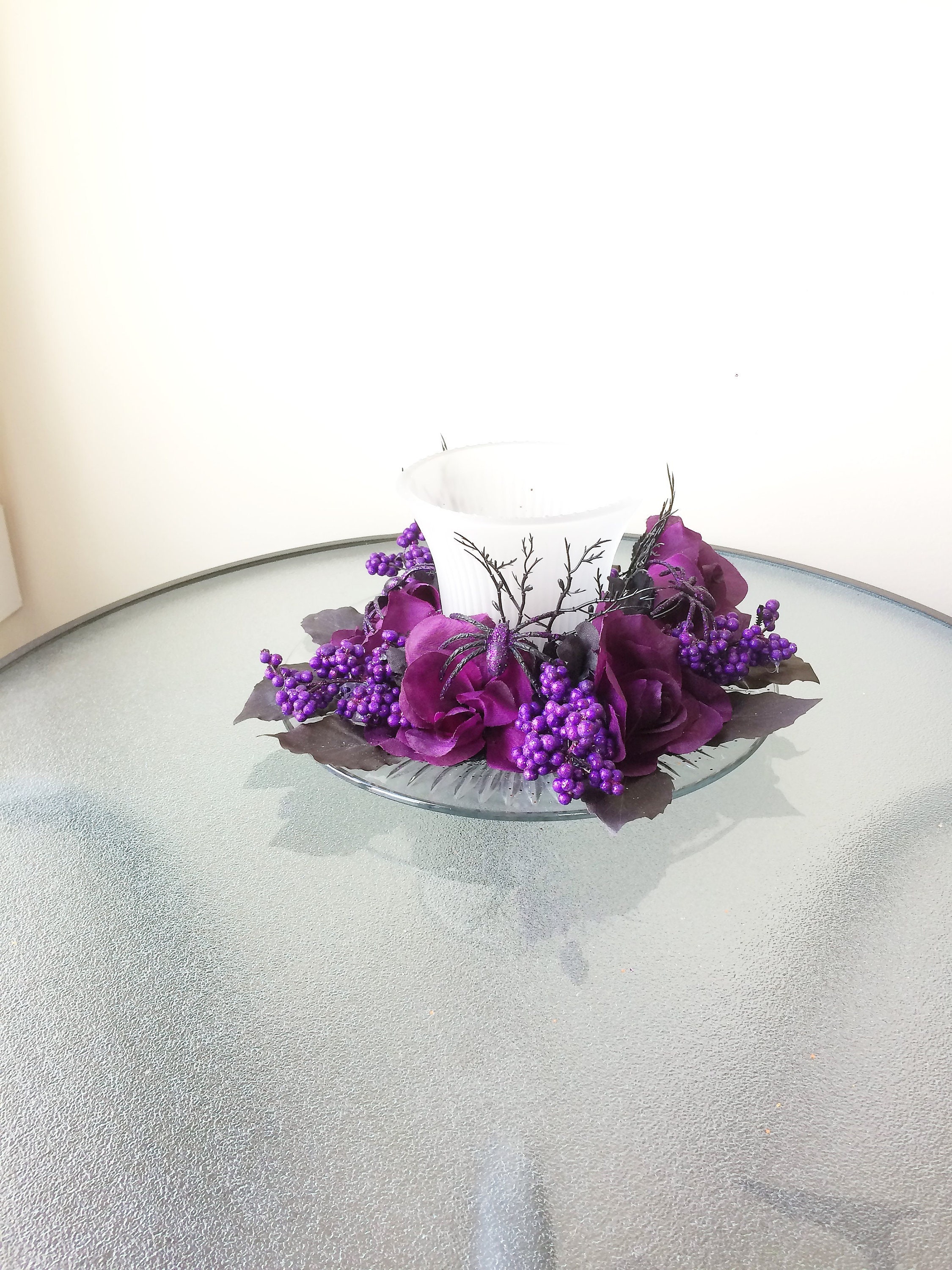 Purple Rose Flower Arrangement Fall Arrangement Small Silk | Etsy