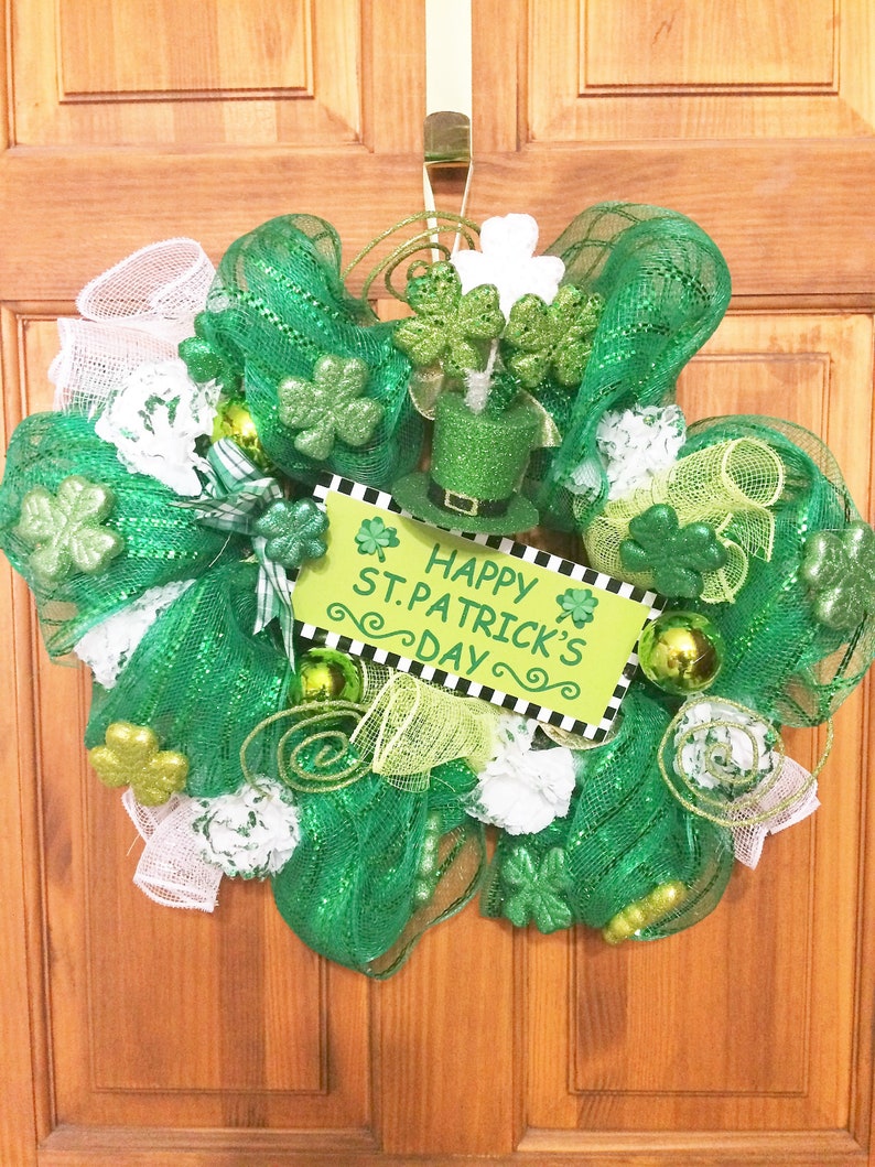 Corona del día de San Patricio, corona irlandesa, corona de malla de ...