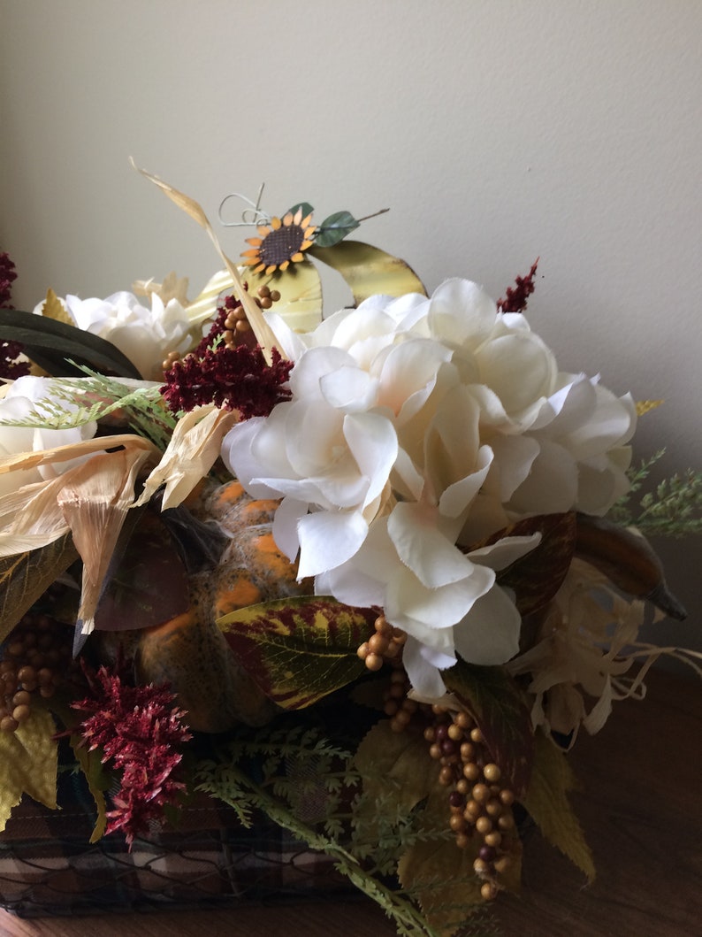 Hydrangea Flower Arrangement Fall Decoration Farmhouse | Etsy